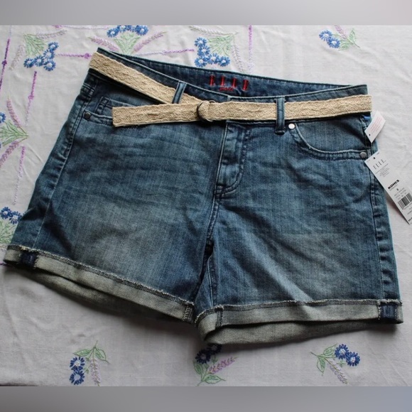 Elle | Shorts | New Elle Jean Shorts With Crochet Belt | Poshmark